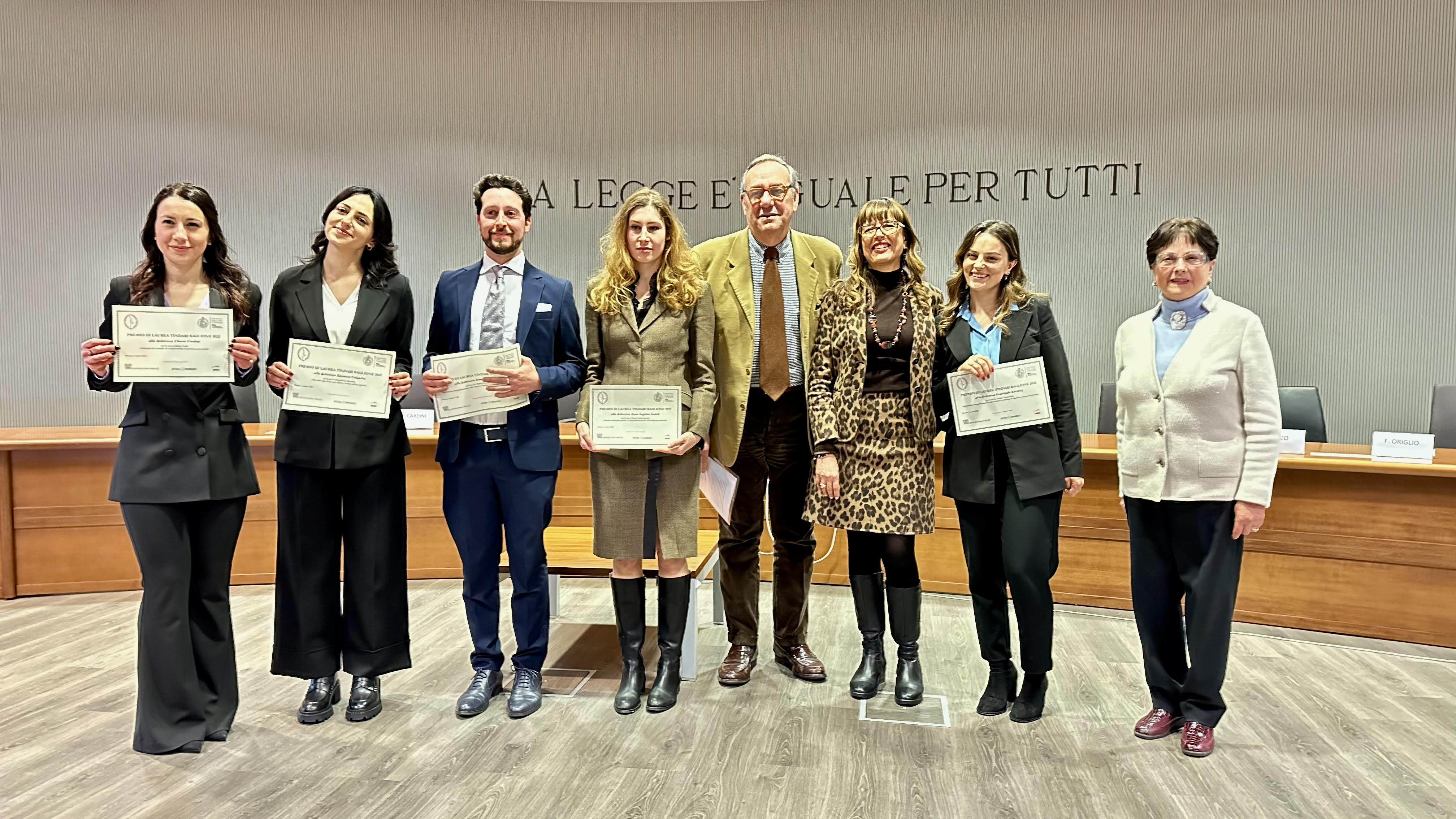 “Premio Tindari Baglione 2022” a cinque neolaureati in Giurisprudenza ...